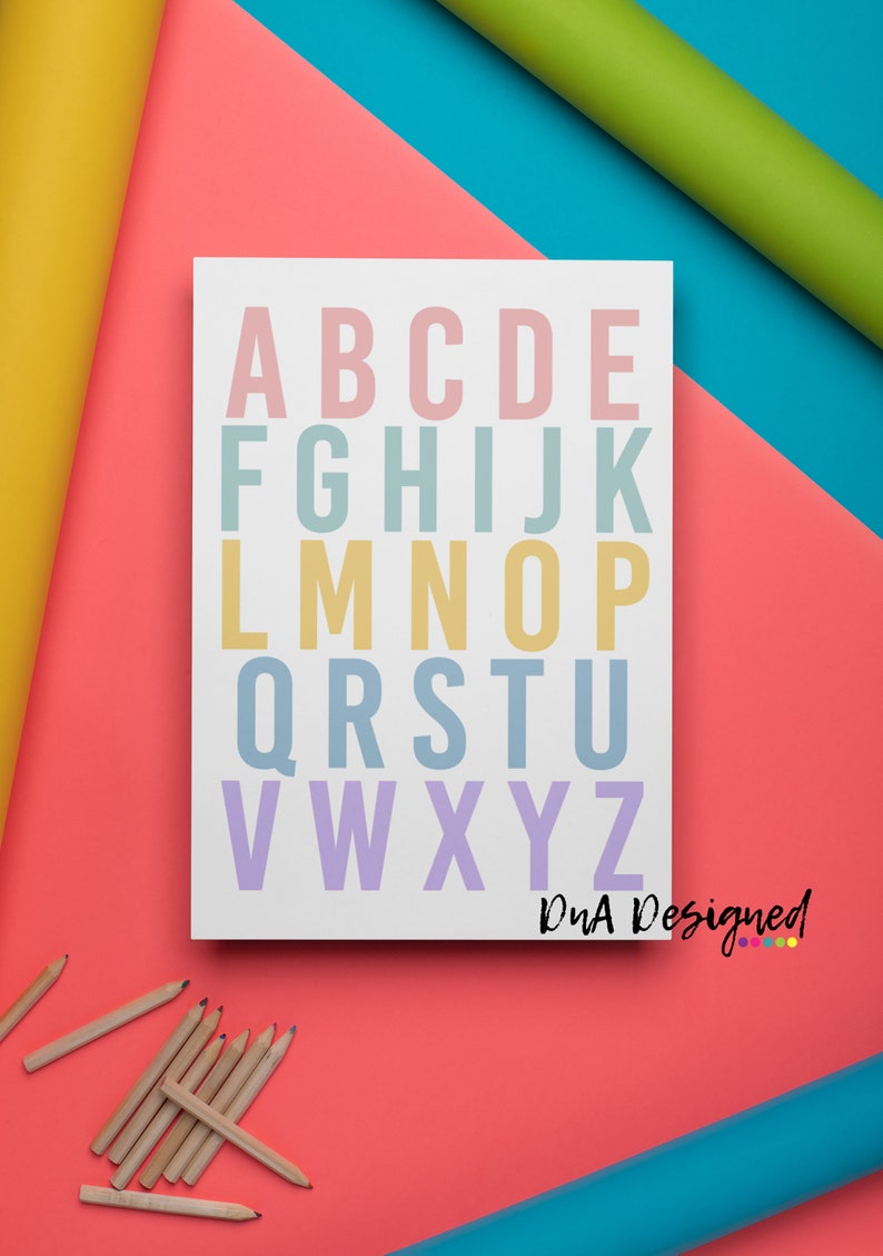 Printable Pastel Colors ABC DIGITAL Print Instant Download - Etsy