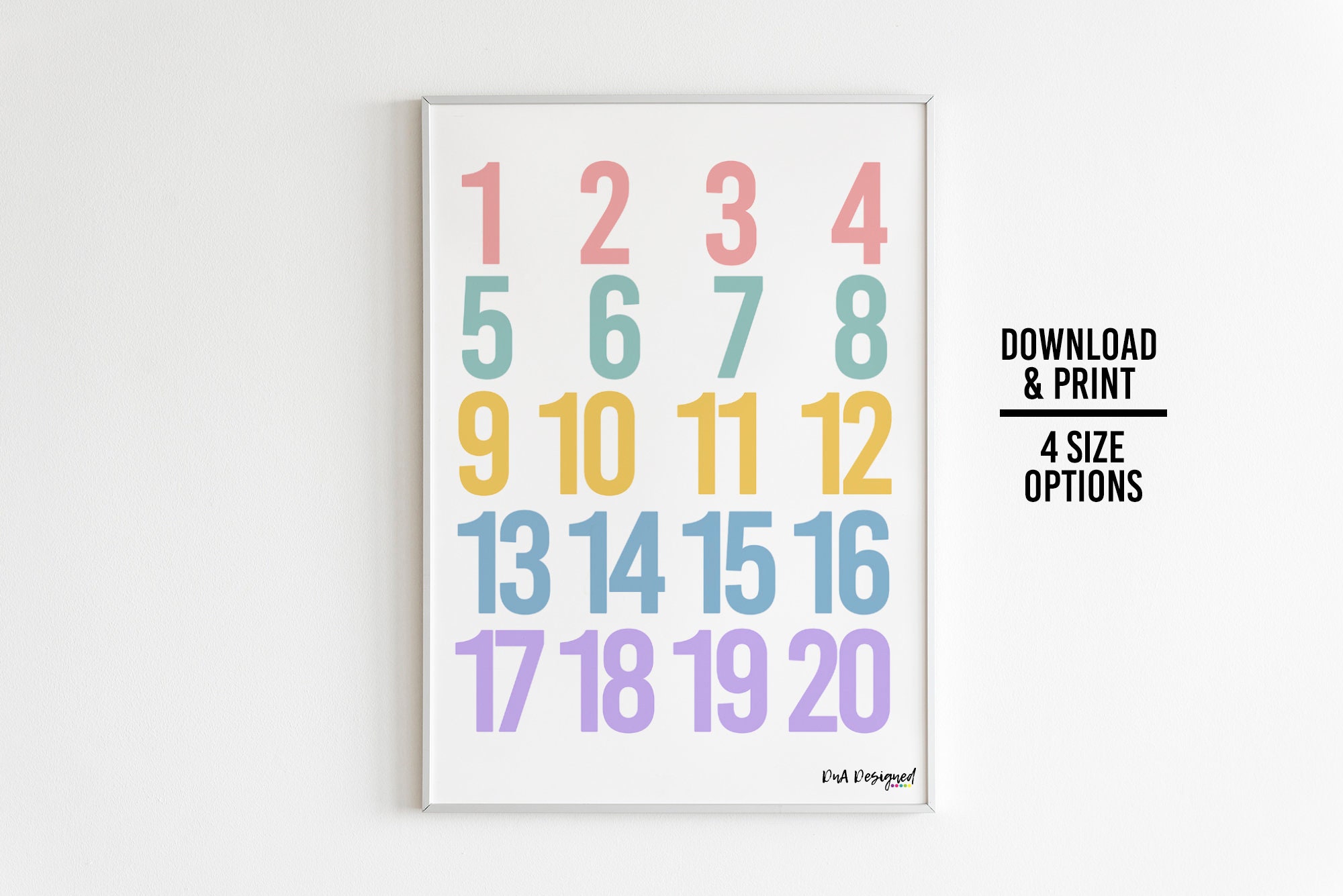 Printable Pastel Shades Numbers 1-20 DIGITAL Print Instant - Etsy