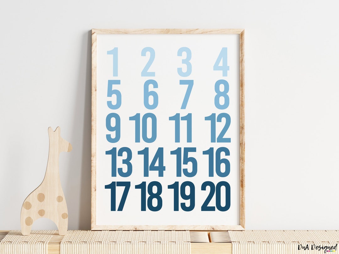 Printable Blue Shades Numbers 1-20 DIGITAL Print - Instant Download ...
