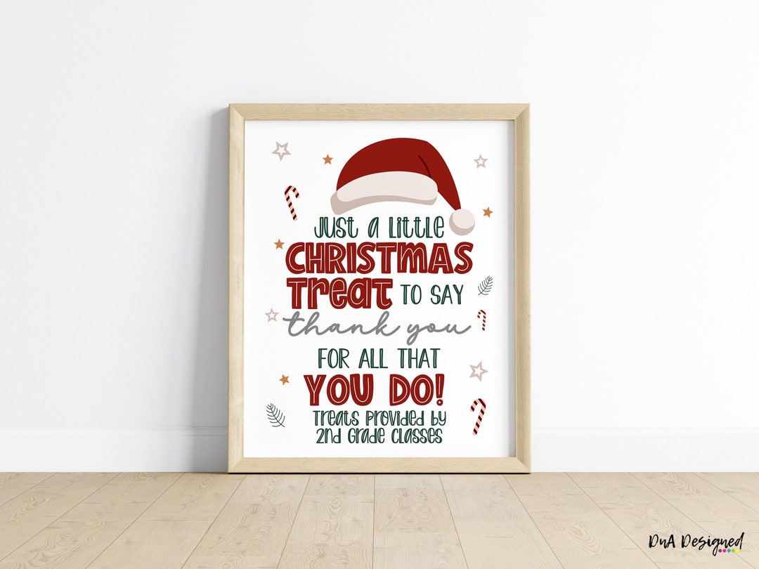 Christmas Teacher Appreciation Poster – Santa Treats Gift (digital File ...