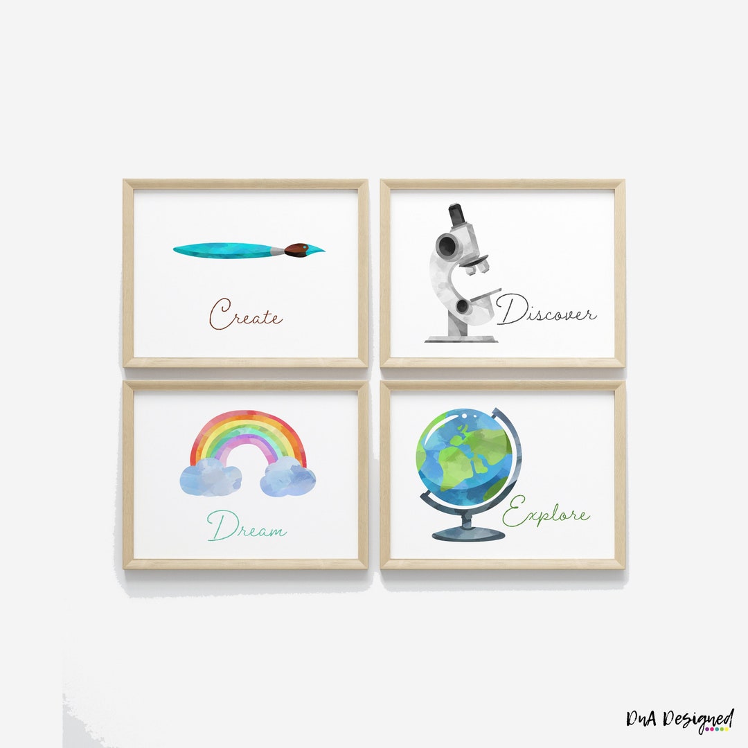 Create Discover Dream & Explore DIGITAL Print for Kids - Playroom Decor ...