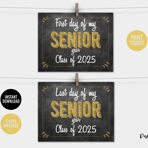 First and Last Day of My Senior Year Glitter DIGITAL Chalkboard Print ...