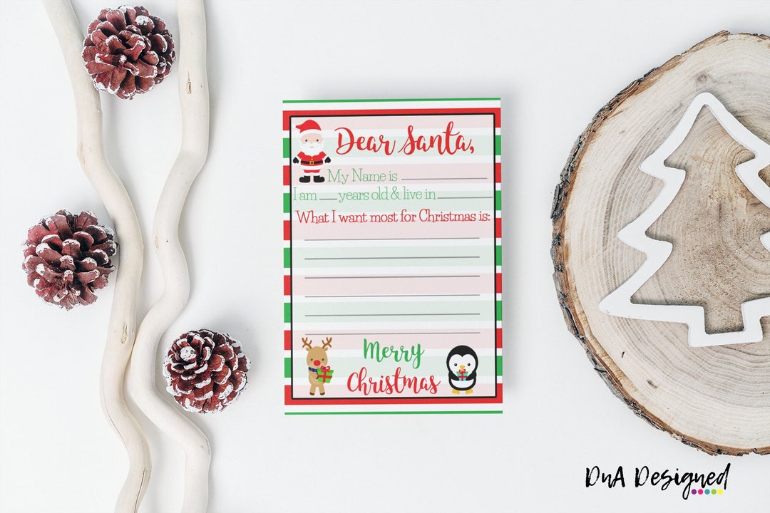Dear Santa Christmas Wish List DIGITAL Print - DIY Instant Download ...