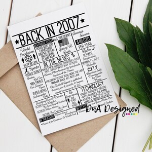 Back in 2007 DIGITAL Sign - Instant Download DIY Print for Birthday or ...