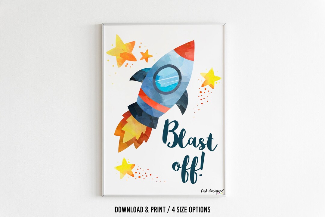 Blast off Rocket Ship Printable Wall Art Instant Download - Etsy