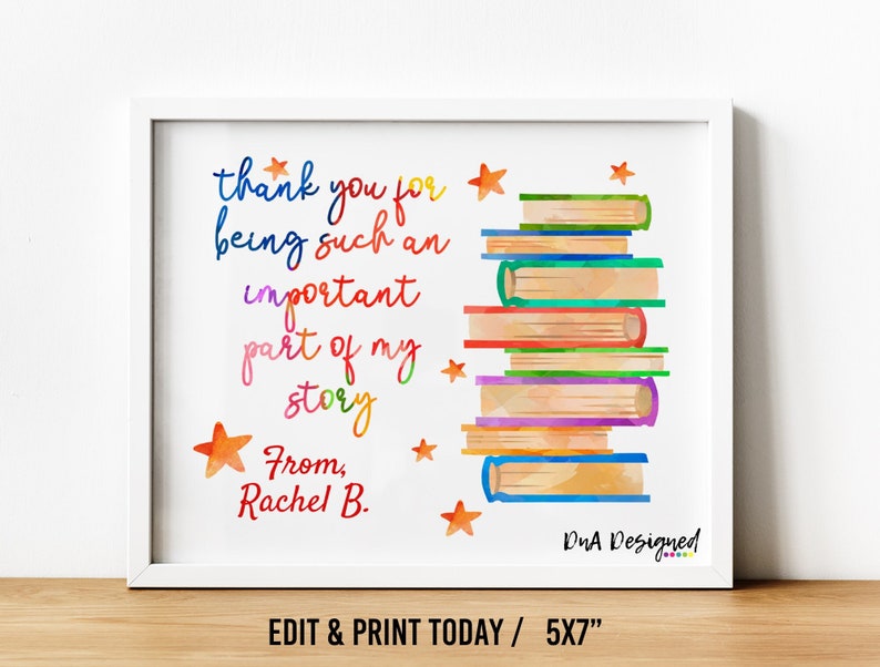 Editable Thank You Teacher Watercolor Print Thank You for - Etsy