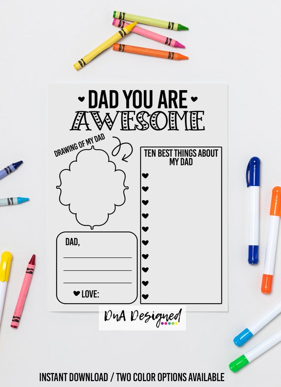 Dad You Are Awesome Activity Page for Father's Day | Etsy