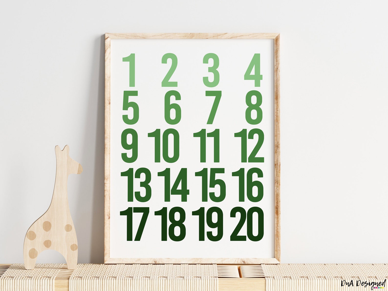 Printable Green Shades Numbers 1-20 DIGITAL Print - Instant Download ...
