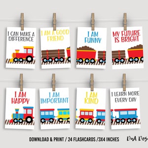 24 Printable Positive Affirmations for Kids With Trains - DIGITAL ...