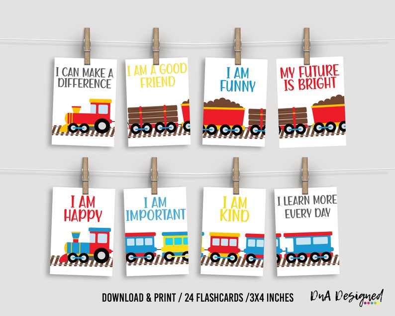 Train Affirmation Cards for Kids – Printable Encouragement (digital ...