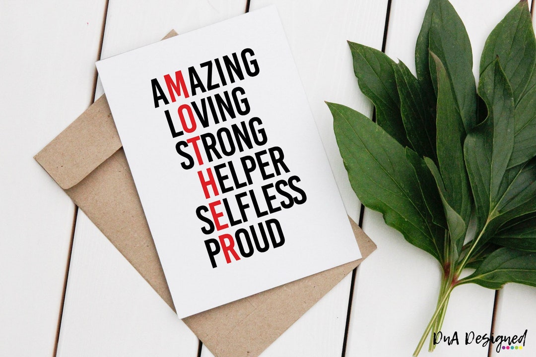 Printable Mother's Day Acronym Card - DIY Instant Download - Etsy