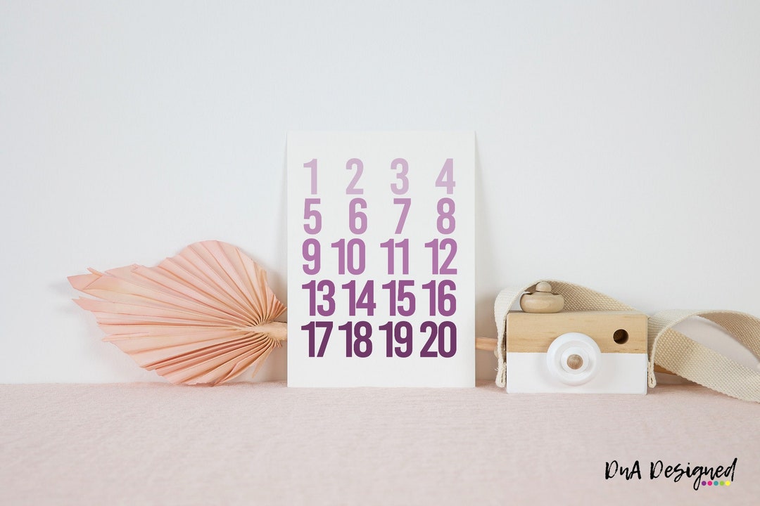 Printable Purple Shades Numbers 1-20 DIGITAL Print - Instant Download ...