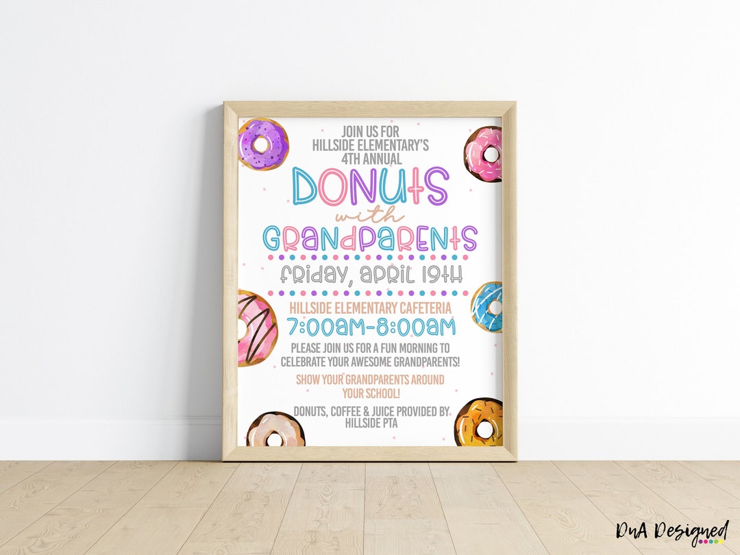 Editable School Donuts With Grandparents Day Printable for PTA PTO ...