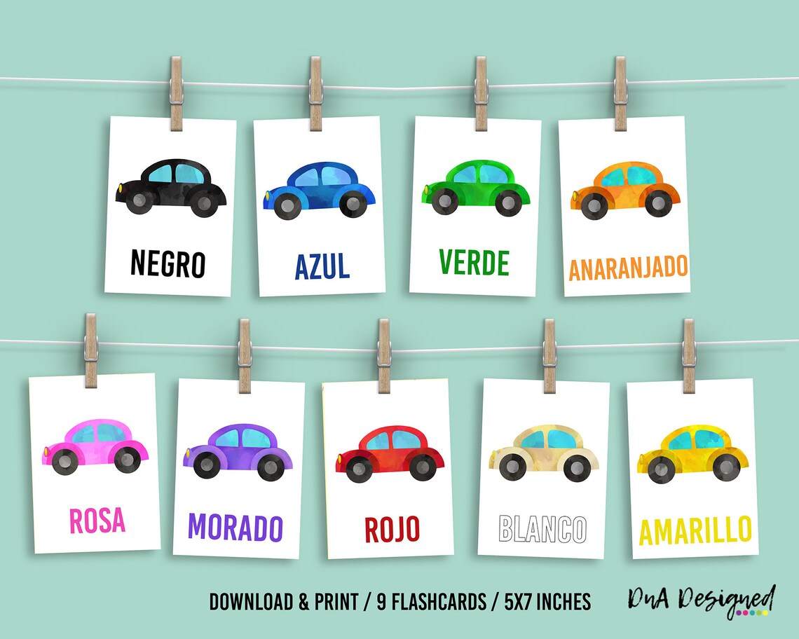 BUNDLE Printable Bilingual Color Flash Cards for Kids Learning - Etsy