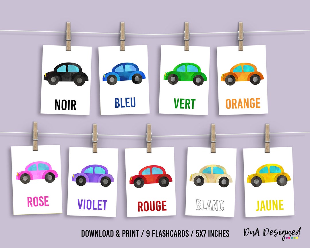 Printable French Color Flash Cards for Kids Learning - DIGITAL ...