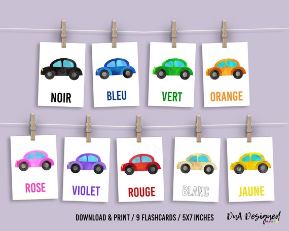 Printable French Color Flash Cards for Kids Learning DIGITAL | Etsy