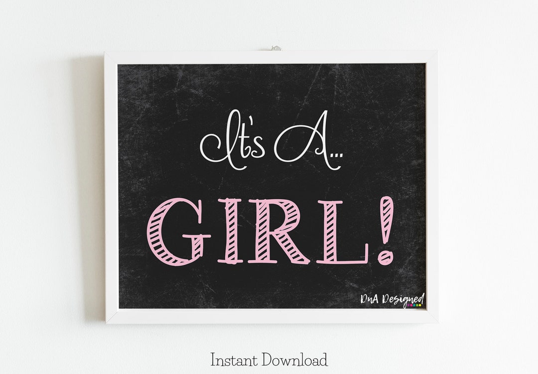 It's a Girl DIGITAL Chalkboard Print Instant Download - Etsy