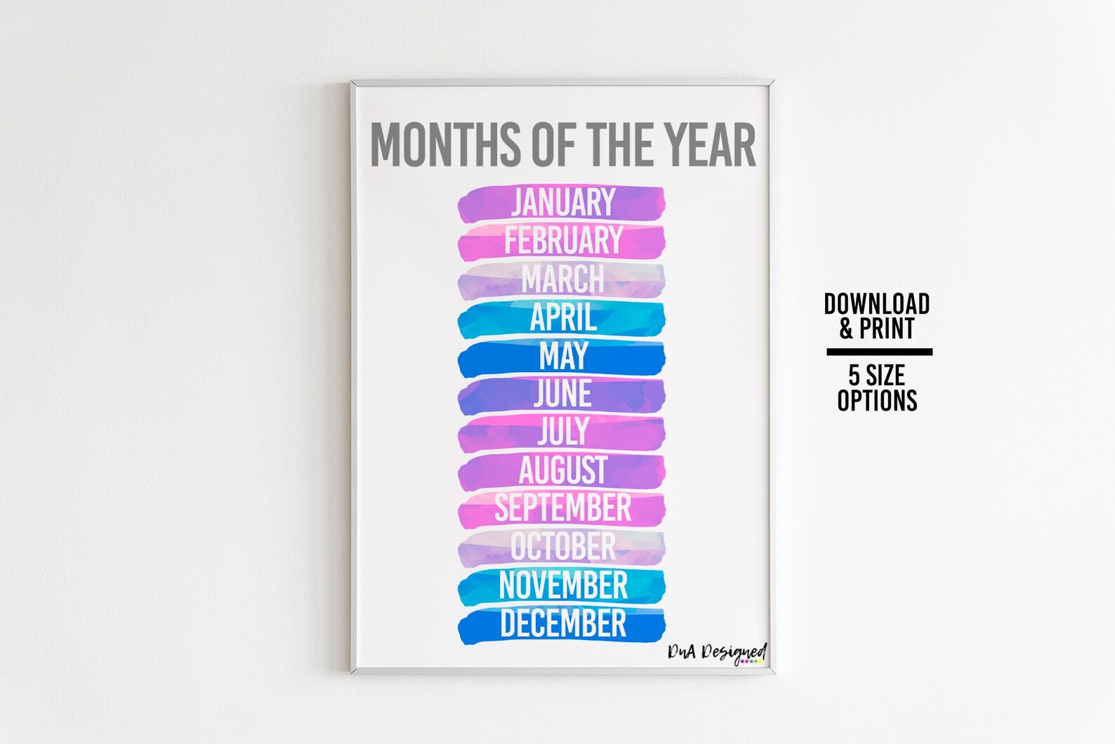 Months of the Year Watercolor Printable for Kids at Home - Etsy