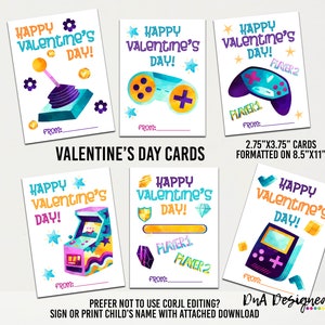 Editable Gamer Valentine's DIY Print Cards for Kids - DIGITAL Happy ...