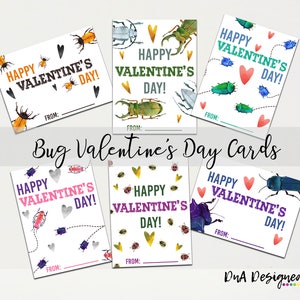 Bug Valentine DIY Editable Print Cards for Kids DIGITAL - Etsy