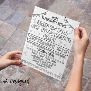 Editable School Grandparents Day Coloring Printable for PTA PTO School ...