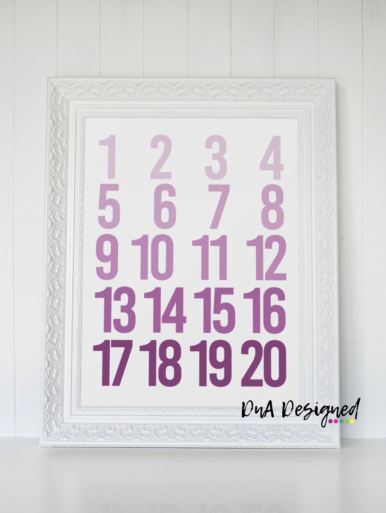 Printable Purple Shades Numbers 1-20 DIGITAL Print Instant - Etsy