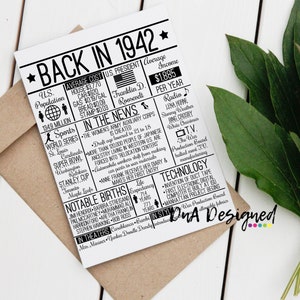 Back in 1942 DIGITAL Sign - Instant Download DIY Print for Birthday or ...