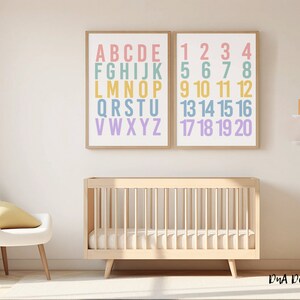 Printable Pastel Shades ABC and Numbers 1-20 DIGITAL Print - Instant ...