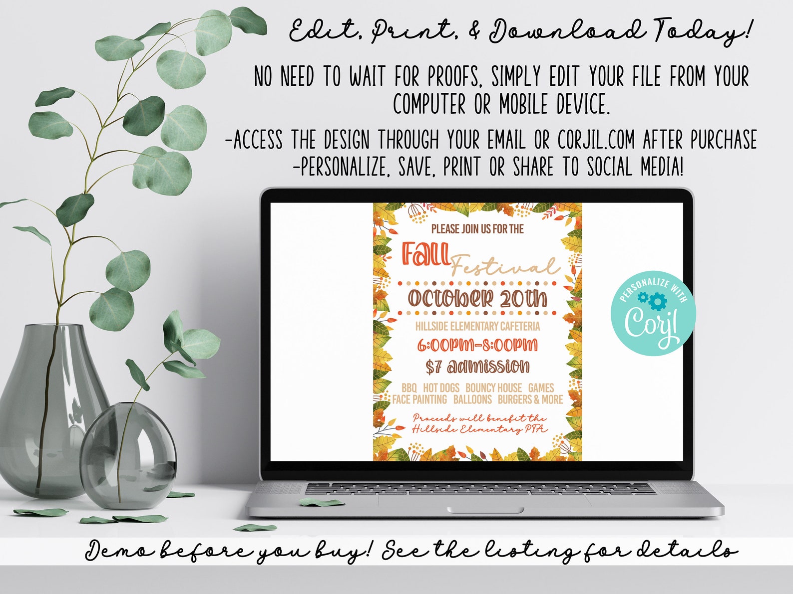 Editable School Fall Festival Printable for PTA PTO - School Fundraiser ...