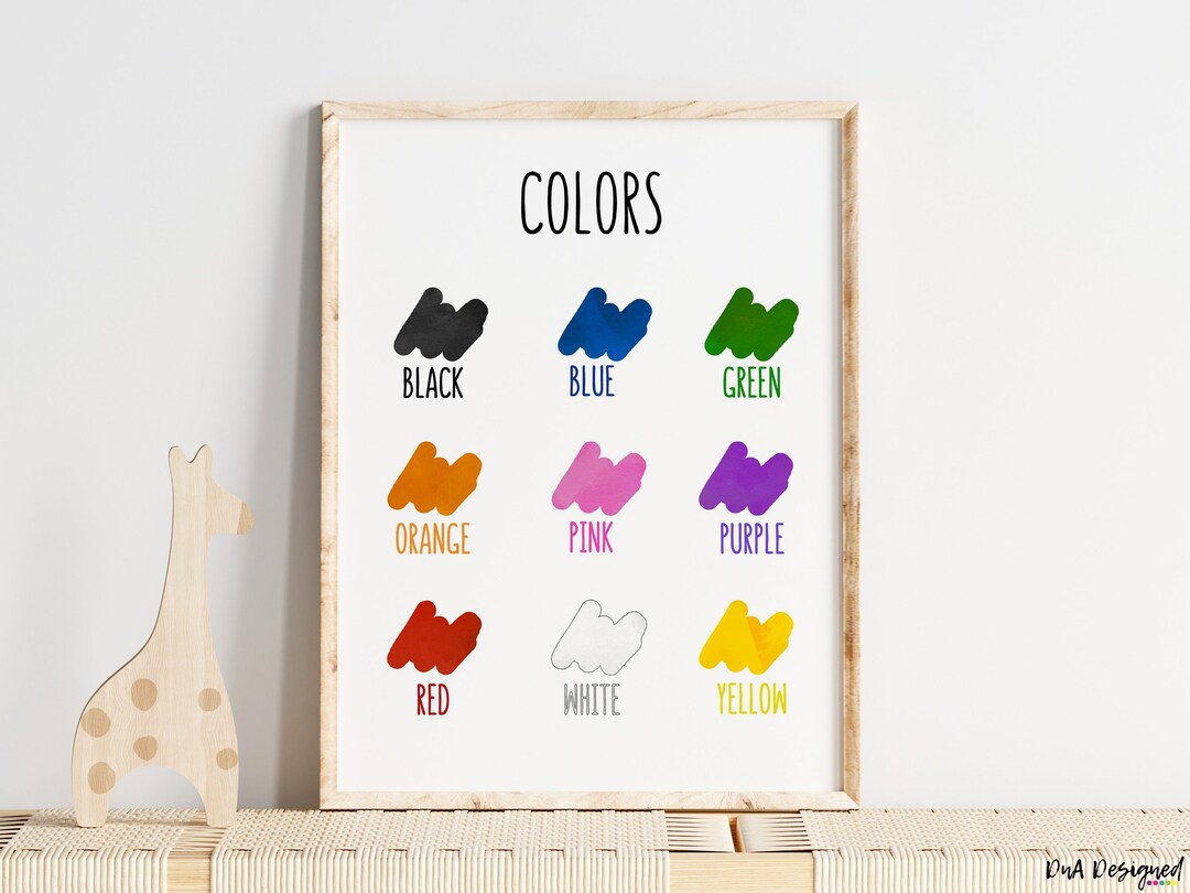 Color Chart Printable for Kids at Home Learning - DIGITAL Instant ...