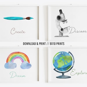 Create Discover Dream & Explore DIGITAL Print for Kids - Playroom Decor ...