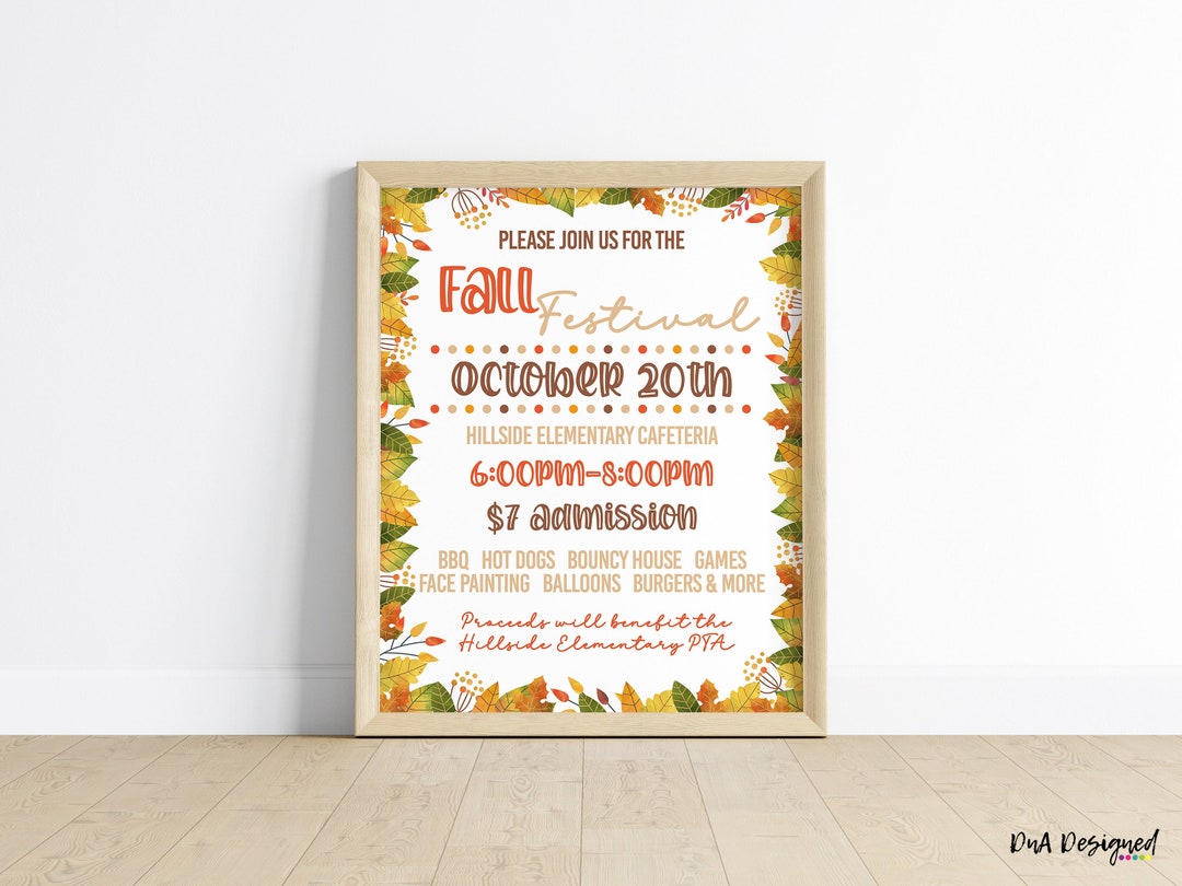 Editable School Fall Festival Printable for PTA PTO - School Fundraiser ...