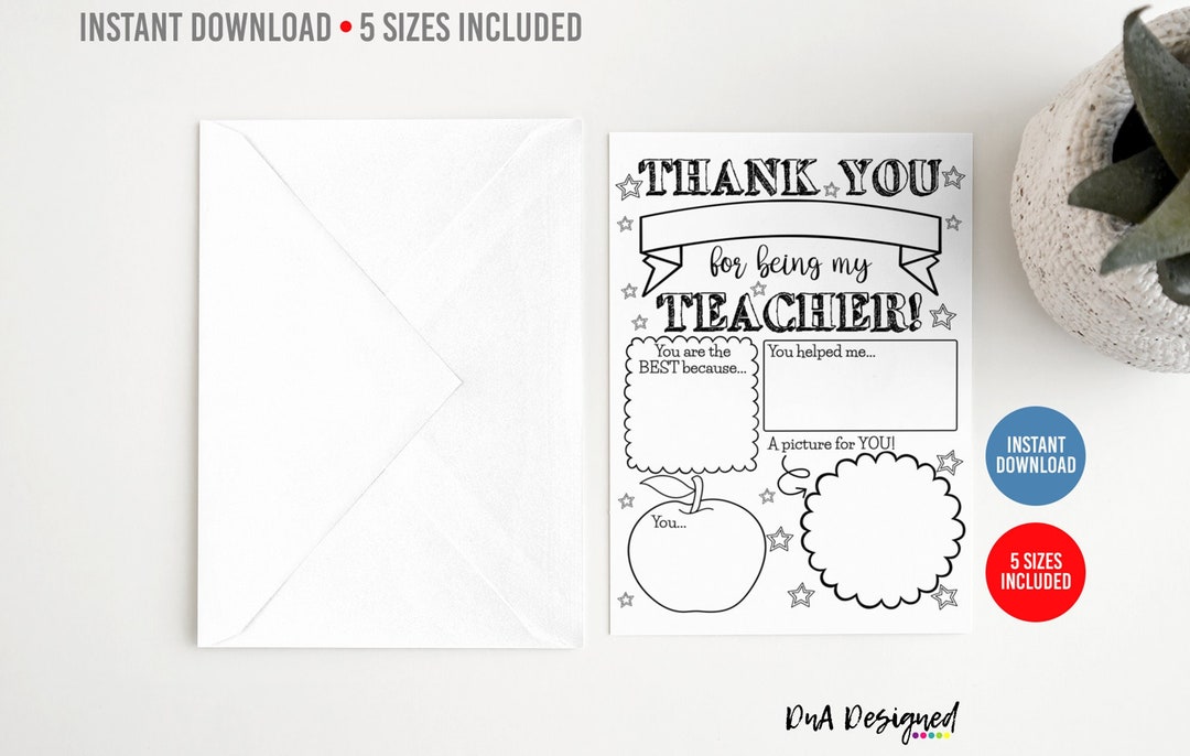 Thank You for Being My Teacher Activity Page for Teacher - Etsy
