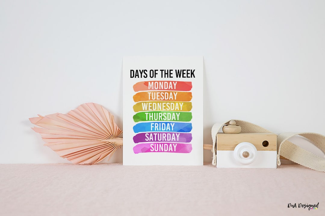 Days of the Week Pastel Colors Printable for Kids at Home Learning ...