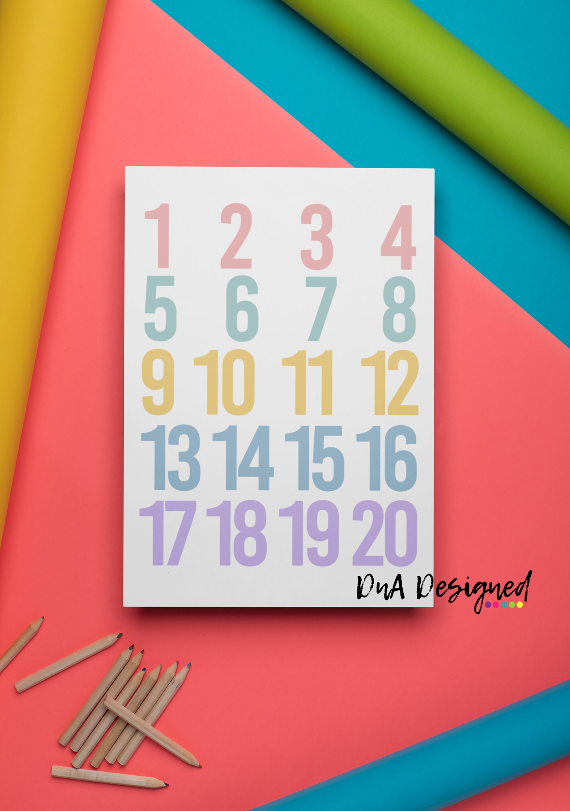 Printable Pastel Shades Numbers 1-20 DIGITAL Print Instant - Etsy