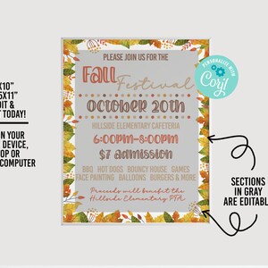 Editable School Fall Festival Printable for PTA PTO - School Fundraiser ...
