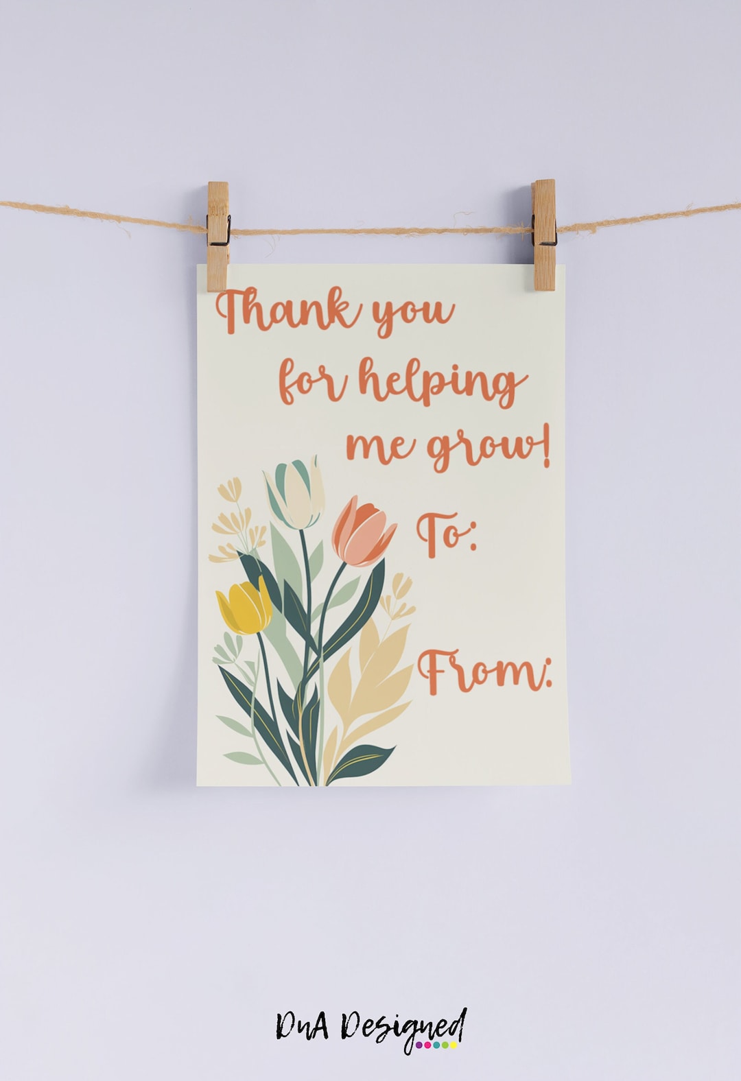 Thank You for for Helping Me Grow Gift Tag for Teachers - DIGITAL ...