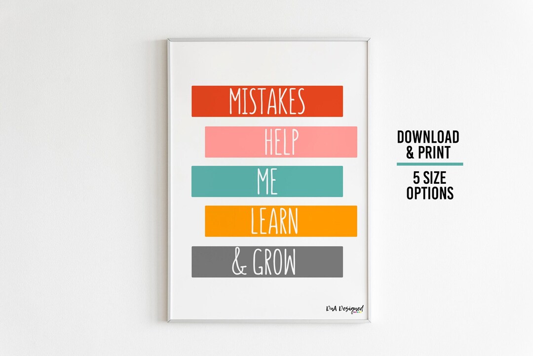 Mistakes Help Me Learn and Grow DIGITAL Print for Kids - Etsy