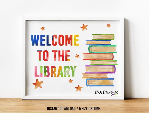 Welcome to the Library Sign for Librarians DIGITAL Instant - Etsy