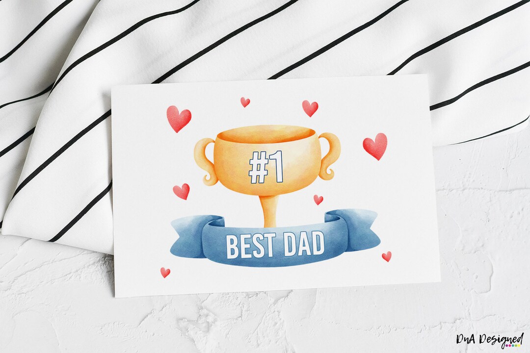 Happy Fathers Day Number One Dad Trophy 2024 DIGITAL Green Shades Print ...