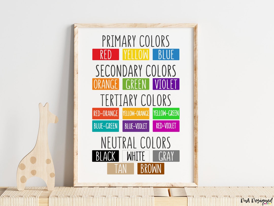 Color Chart Printable for Kids at Home Learning - DIGITAL Instant ...