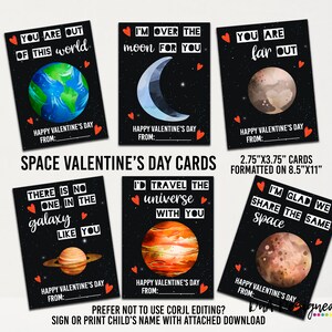 Editable Outer Space Valentine DIY Print Cards for Kids - DIGITAL ...