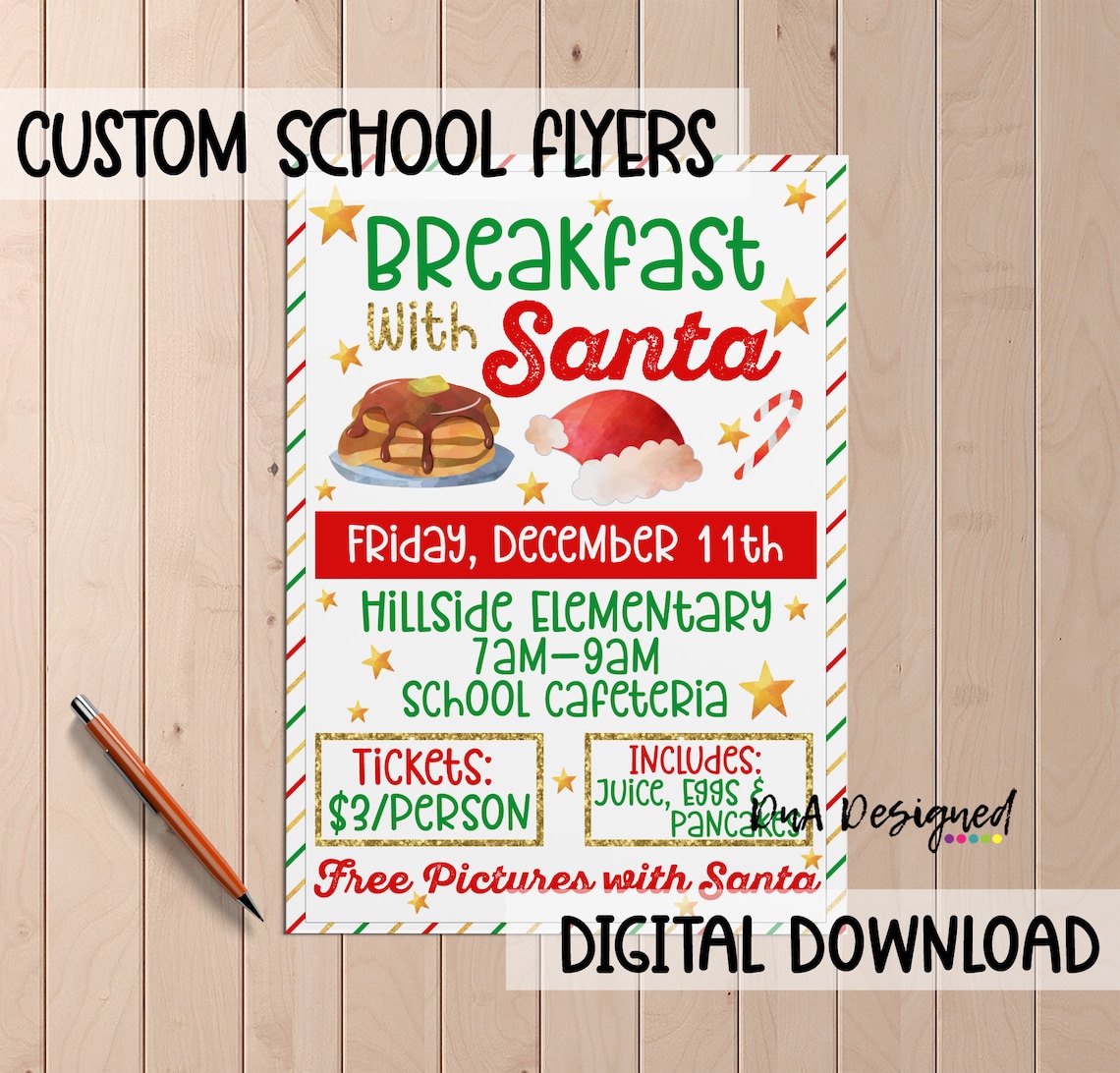 Custom School Breakfast With Santa Printable for PTA PTO | Etsy