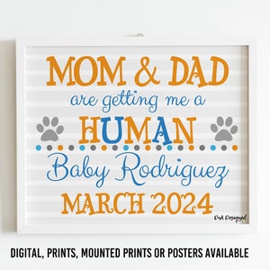 Mom and Dad Are Getting Us a Human Print - Pregnancy Reveal Chalkboard ...