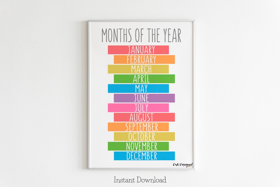 Months of the Year Pastel Printable for Kids at Home Learning | Etsy