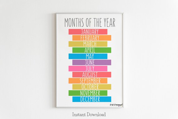 Months of the Year Pastel Printable for Kids at Home Learning | Etsy