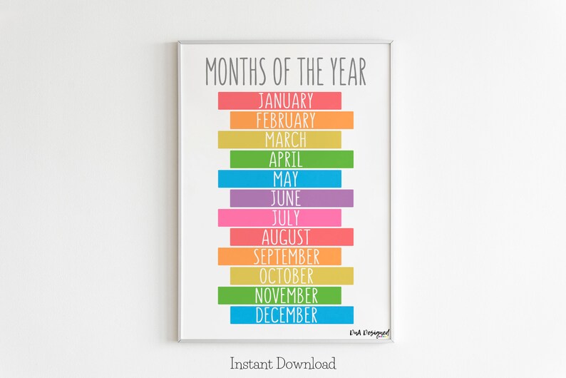 Months of the Year Pastel Printable for Kids at Home Learning | Etsy