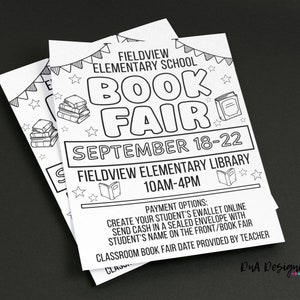 Editable School Book Fair Coloring Printable for PTA PTO School ...