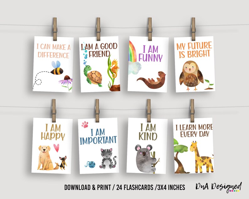 24 Printable Positive Affirmations for Kids DIGITAL Instant | Etsy