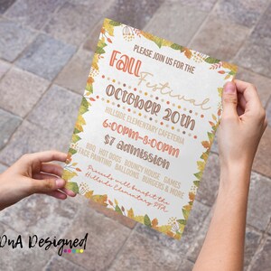 Editable School Fall Festival Printable for PTA PTO - School Fundraiser ...